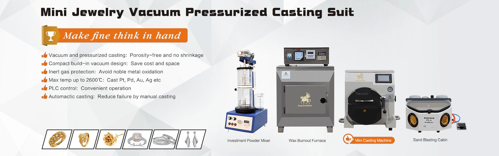 Jewelry Machines for Gold, Silver, Platinum Melting and Casting in China